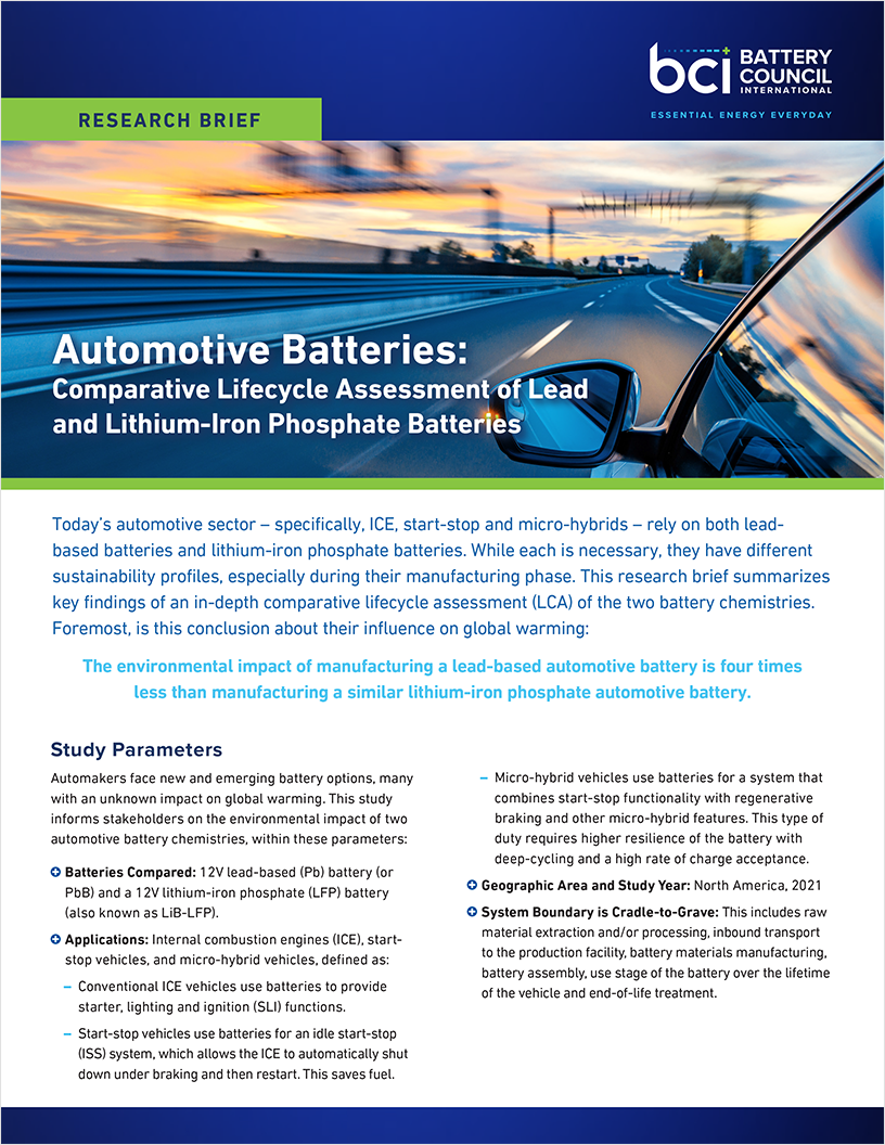 Automotive Batteries: Comparative LCA of Lead and LFP Batteries ...