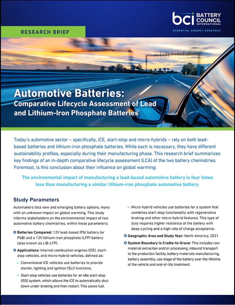 Auto Battery LCA: Lead Battery Has Lower Environmental Impact | Battery ...