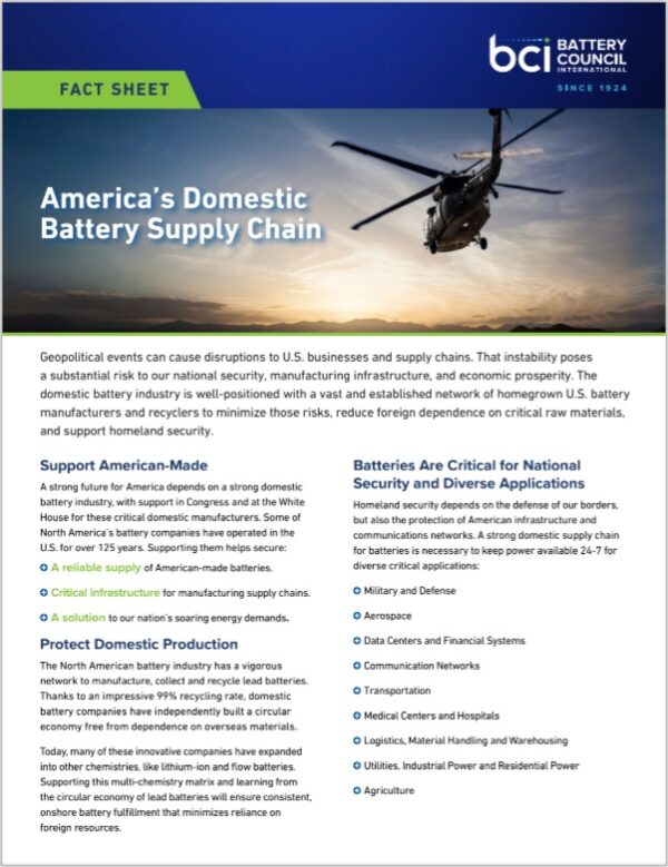 BCI Policy Recommendations | Battery Council International